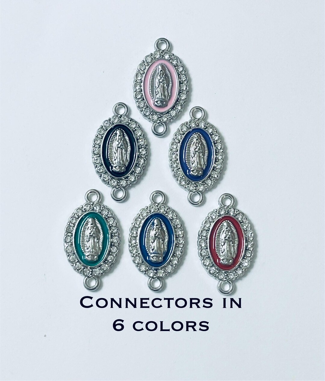 Amazing Our Lady of Guadalupe Enamel Rhinestone Connectors 6 Colors ...