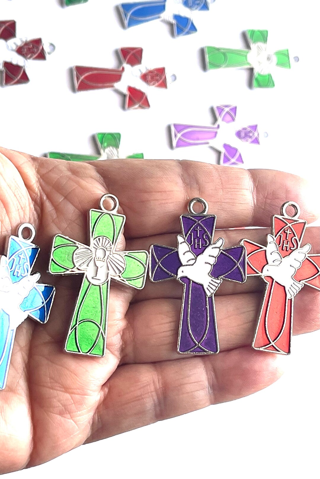 First Communion Confirmation RCIA Cross | Pendant | 4 Colors - Etsy