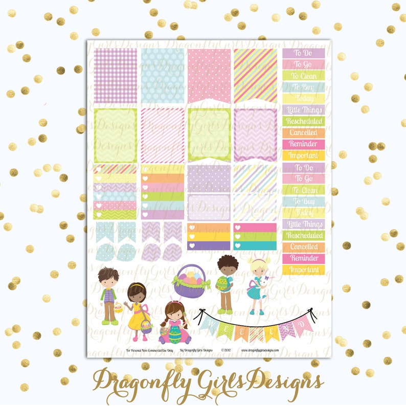 Easter Fun Printable Planner Stickers Mini Kit 125 Stickers - Etsy