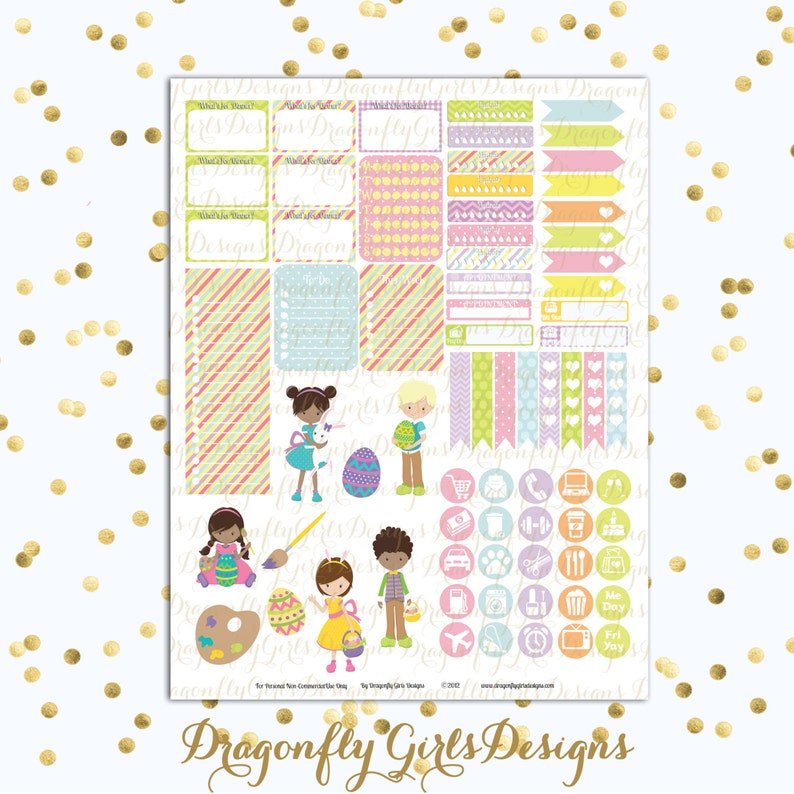 Easter Fun Printable Planner Stickers Mini Kit 125 Stickers - Etsy
