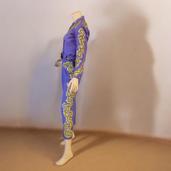 1950s Purple & Yellow Wool Custom Made Rodeo Queen We… - Gem