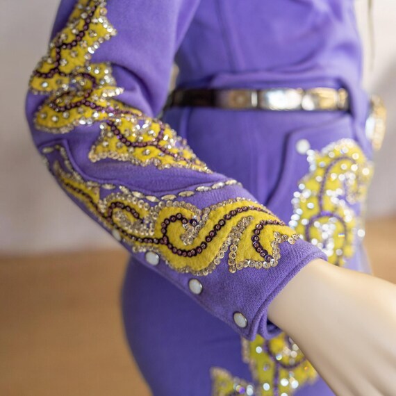 1950s Purple & Yellow Wool Custom Made Rodeo Queen We… - Gem