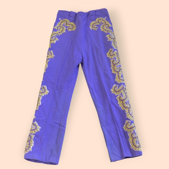 1950s Purple & Yellow Wool Custom Made Rodeo Queen We… - Gem