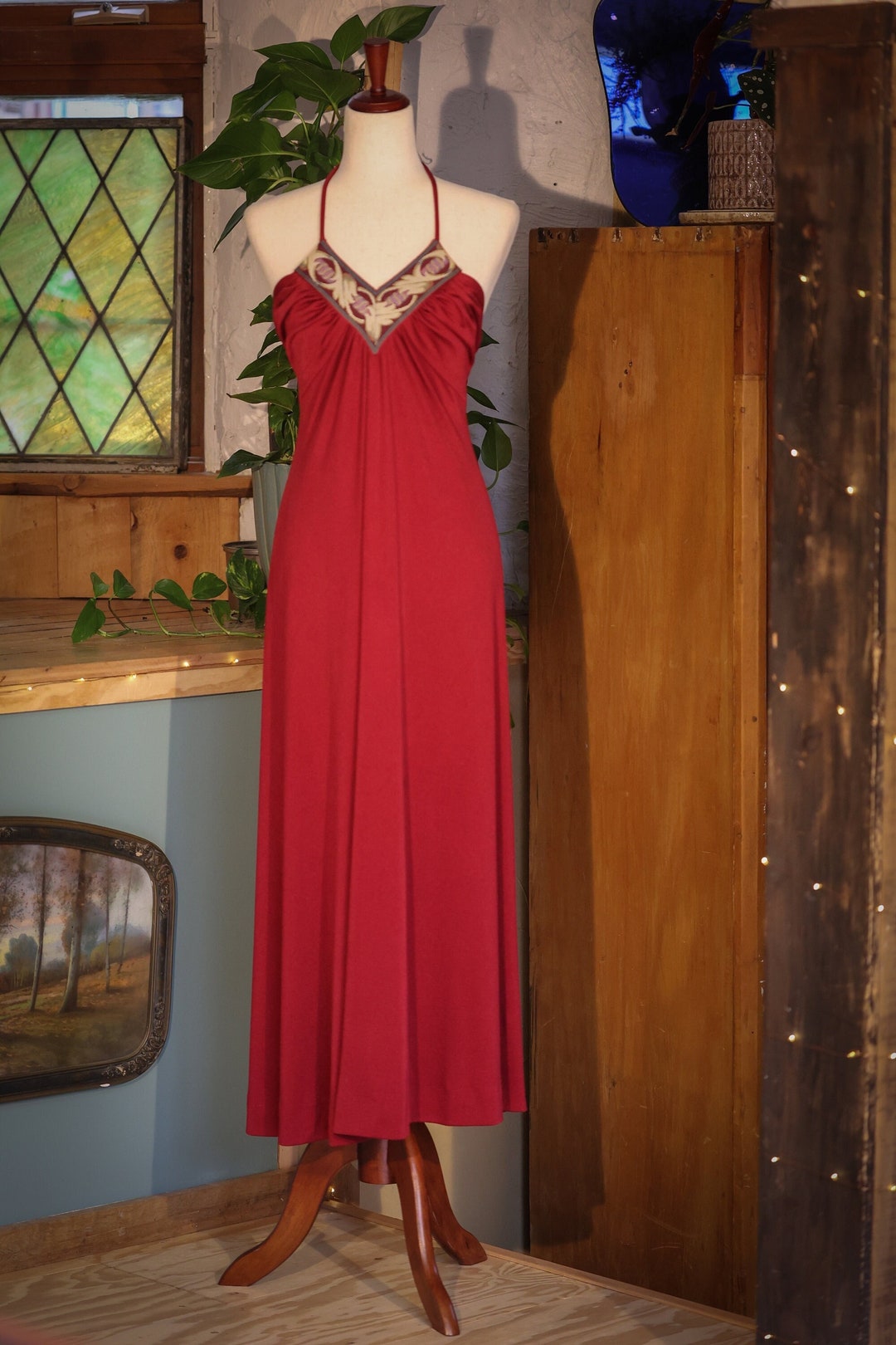 1970's Burgundy Joy Stevens of California Halter Dress - Etsy