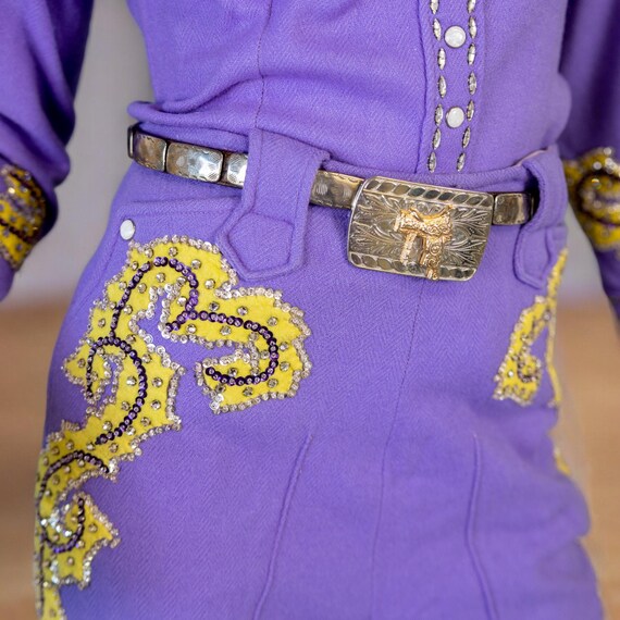 1950s Purple & Yellow Wool Custom Made Rodeo Queen We… - Gem