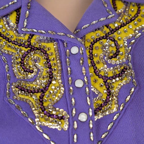 1950s Purple & Yellow Wool Custom Made Rodeo Queen We… - Gem