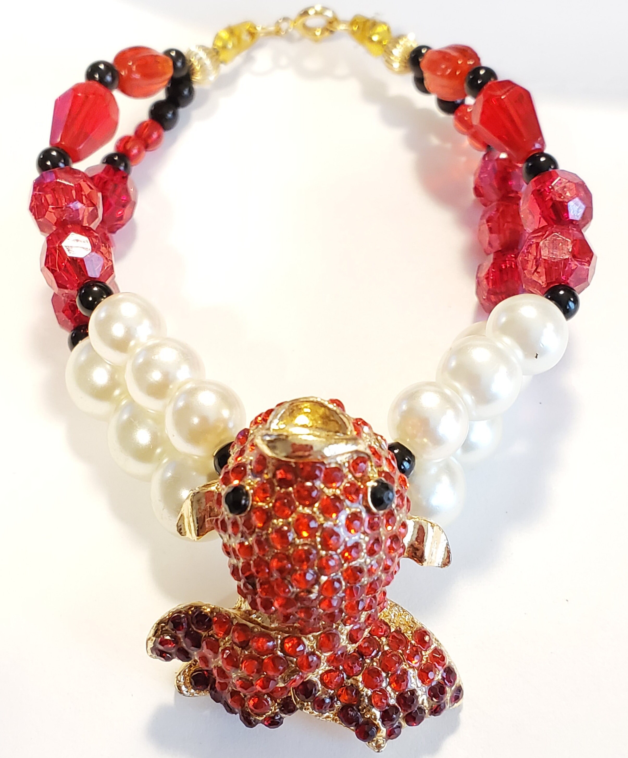 Vintage Gold Tone Koi Crystal Rhinestone Fish Faux Pearl - Etsy