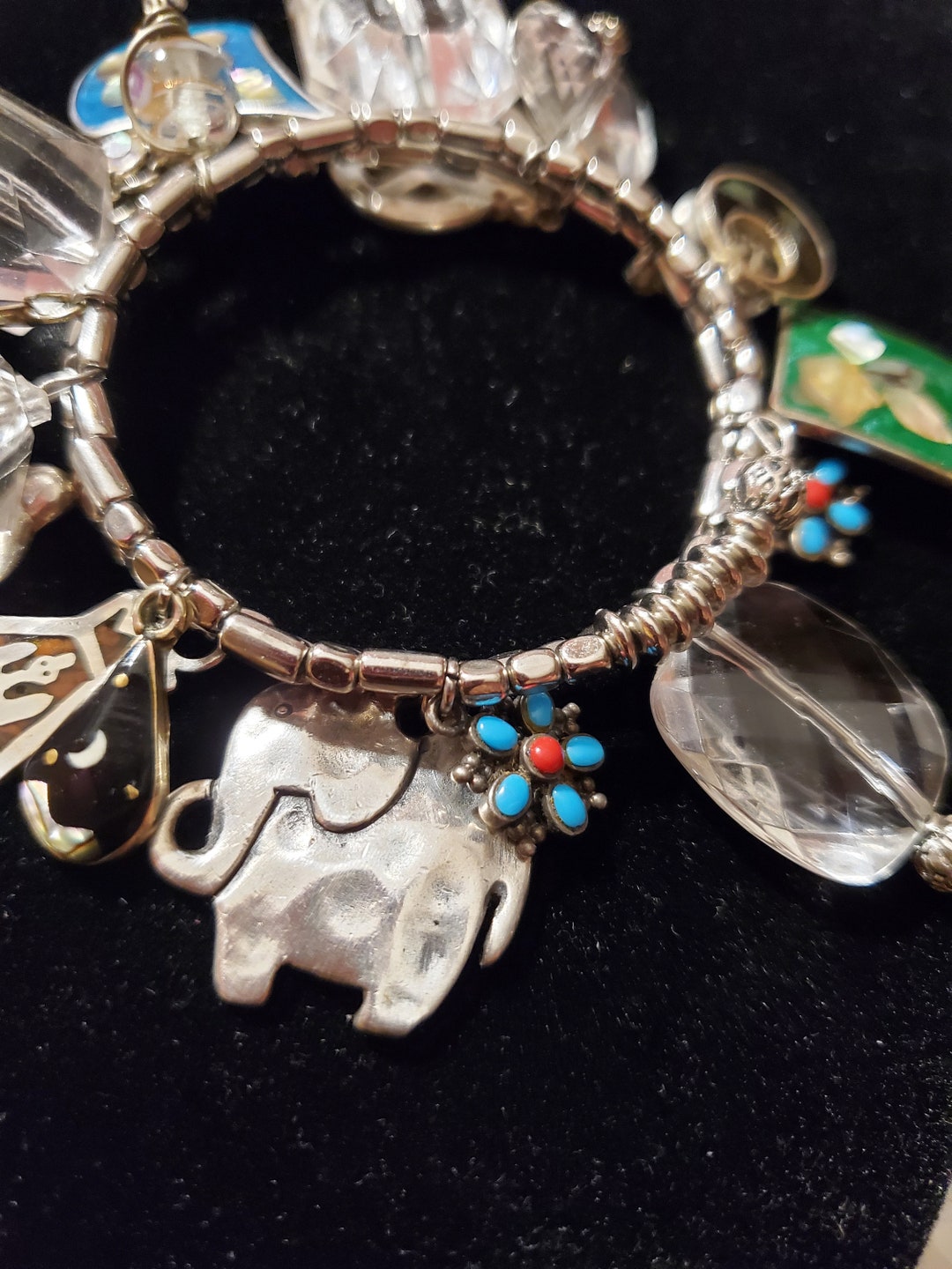 Abalone Shell Encased Stainless Steel Vintage Charms Memory Wire ...