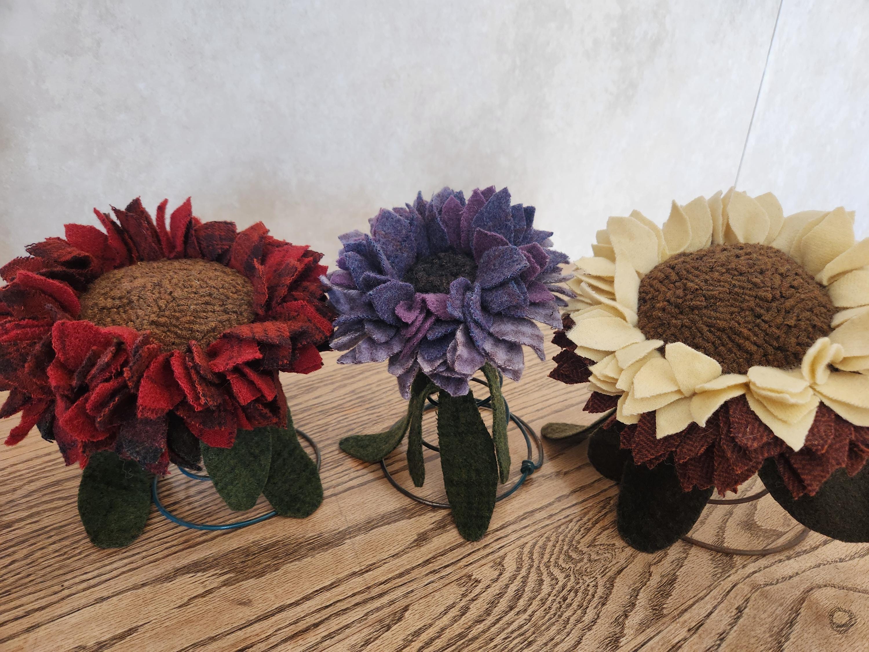 Proddy Flowers - Handmade Hooked Wool Flower on a Rustic Bedspring - Etsy