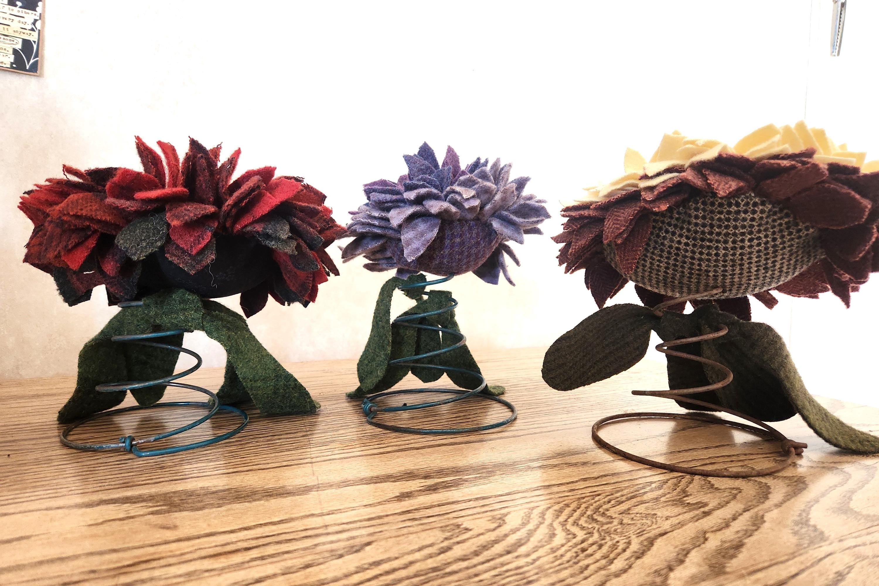Proddy Flowers - Handmade Hooked Wool Flower on a Rustic Bedspring - Etsy