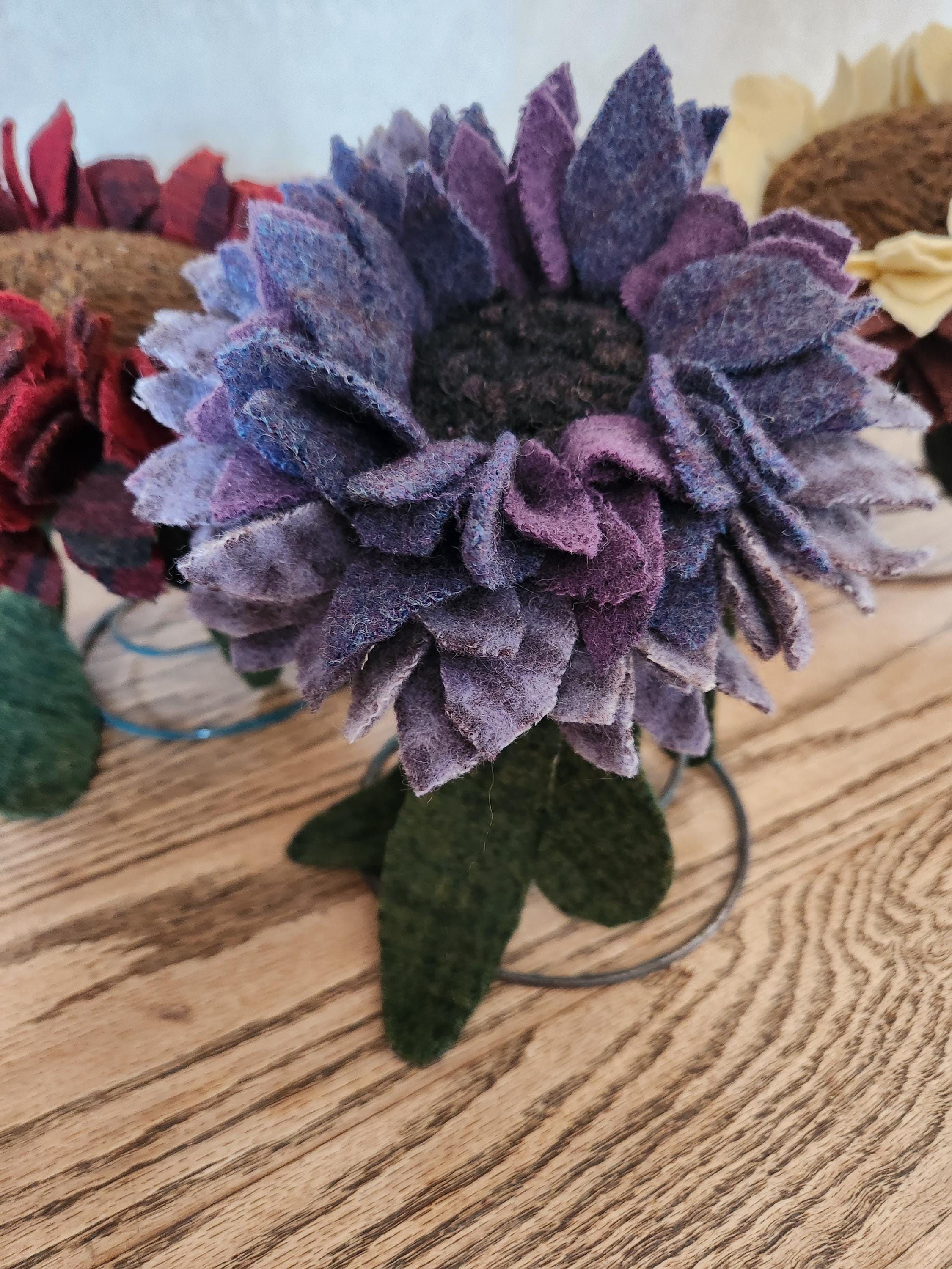 Proddy Flowers - Handmade Hooked Wool Flower on a Rustic Bedspring - Etsy