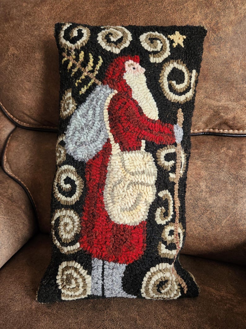 Magical Santa Handmade Rug Hooked Wool Pillow - Etsy
