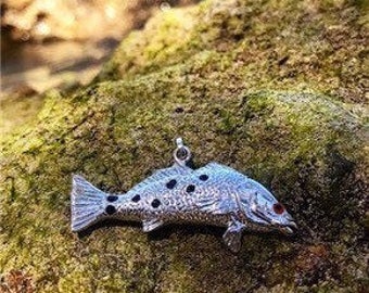 925 Sterling Silver Redfish Necklace, Redfish Charm, Red Drum Fish ...