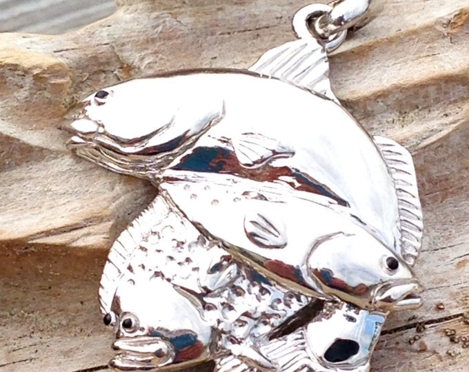 Sterling Silver Texas Slam Pendant (redfish, Speckle Trout and Flounder ...