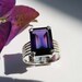 Violet Gemstone Ring Emerald-cut Purple Faceted Synthetic - Etsy