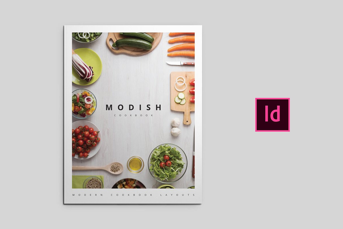 MoDish Modern Cookbook InDesign Template | Etsy