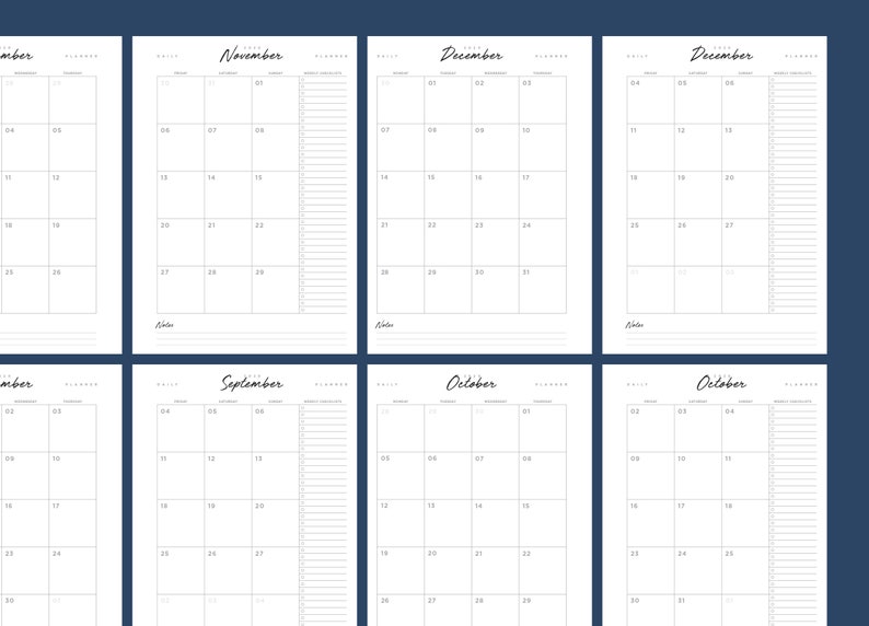 2020 Planner - Monthly Boxed Layouts - Digital Download PDF - Etsy