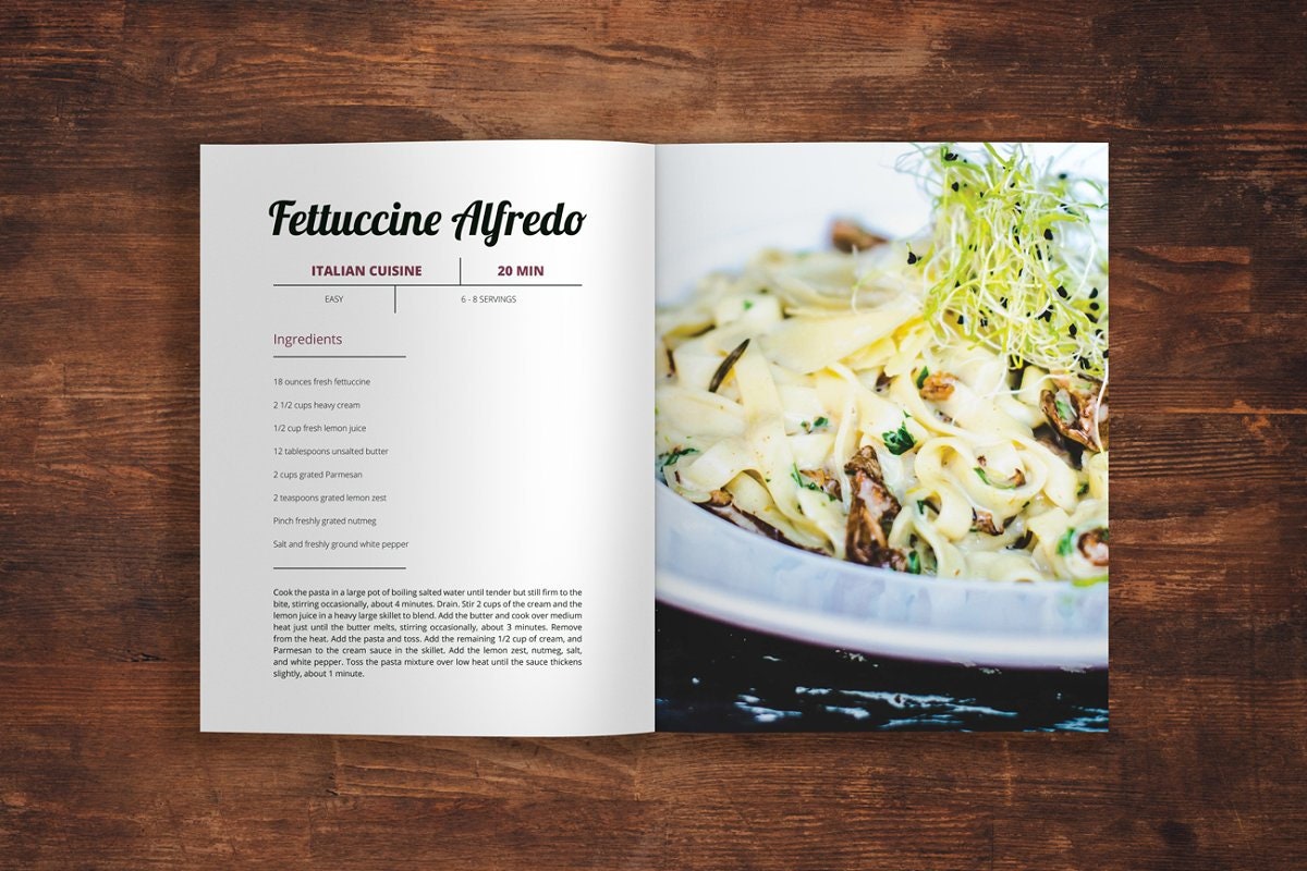 Modeno - A Modern Cookbook Template - Etsy