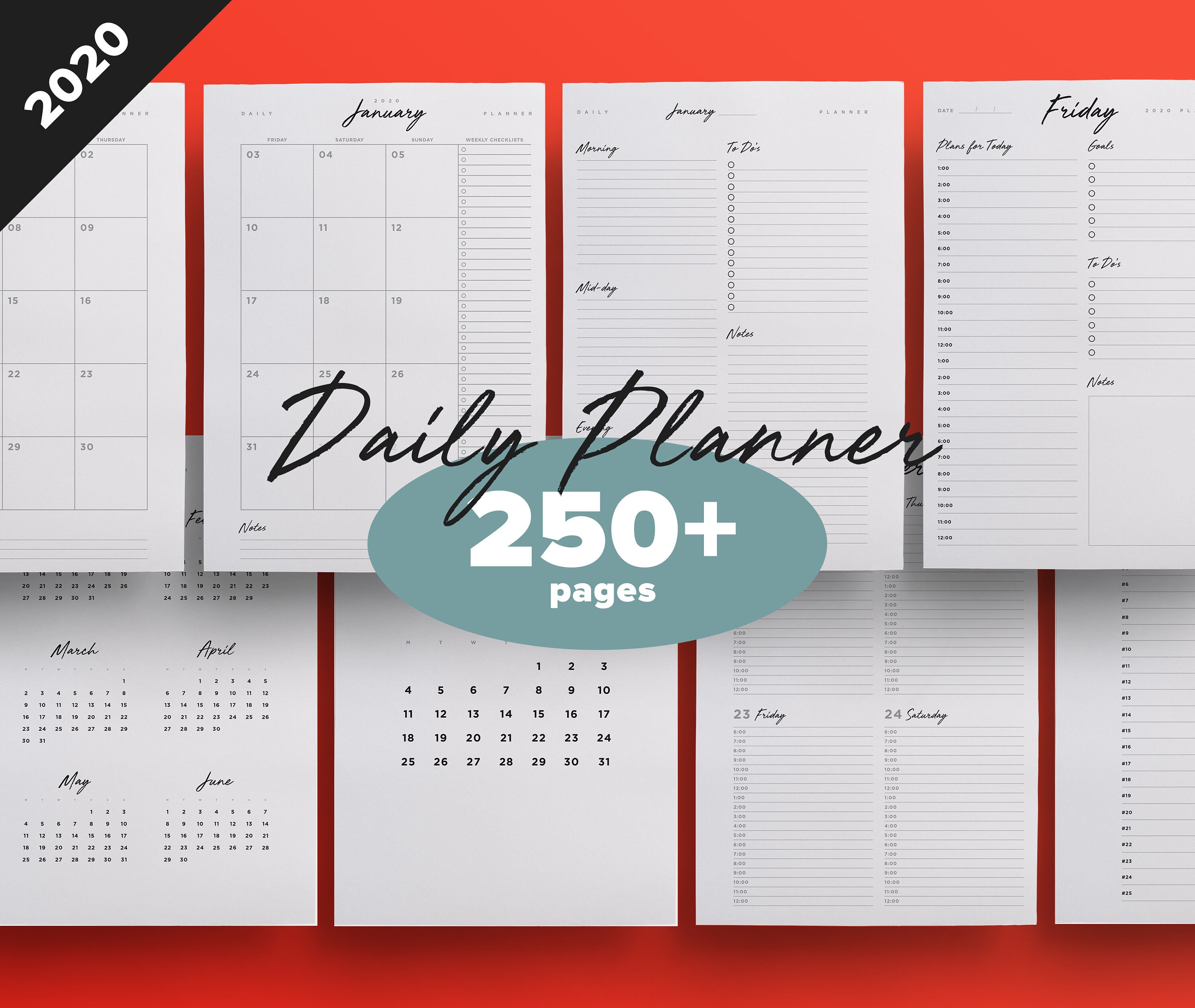 2020 Daily Planner - 250+ Pages of Minimalistic Layouts! - Etsy