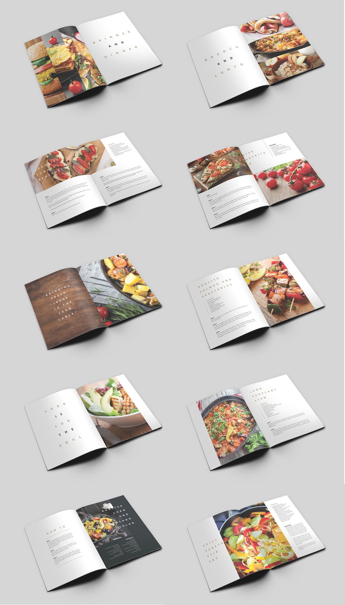 Modish Modern Cookbook Indesign Template - Etsy