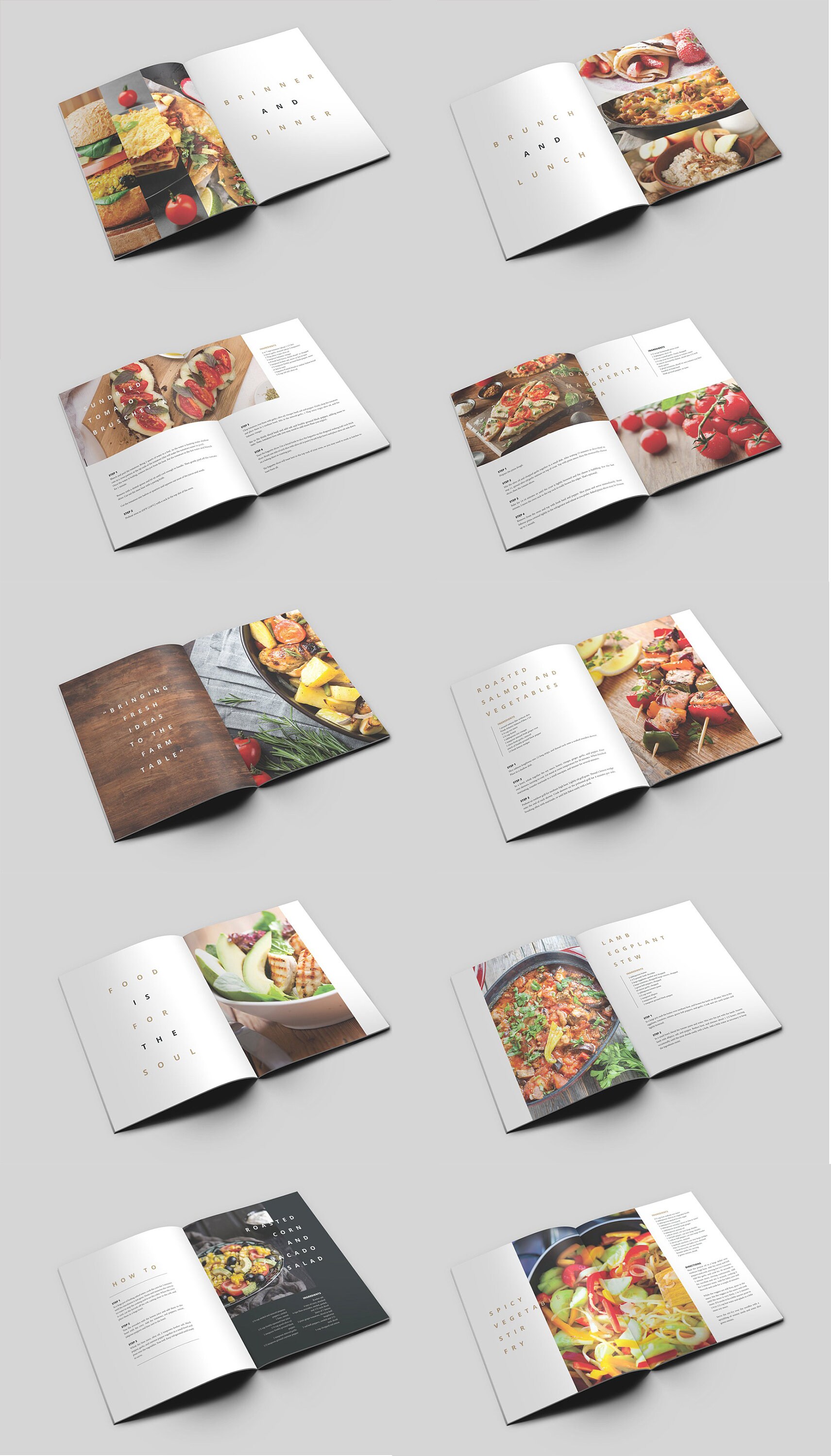Modish Modern Cookbook Indesign Template - Etsy