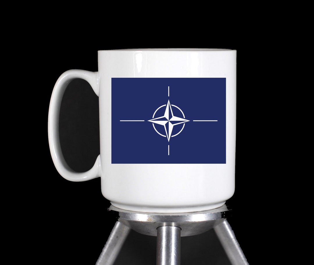NATO Dishwasher Safe Thermal Printed White Ceramic Coffee Mugs, Shot ...
