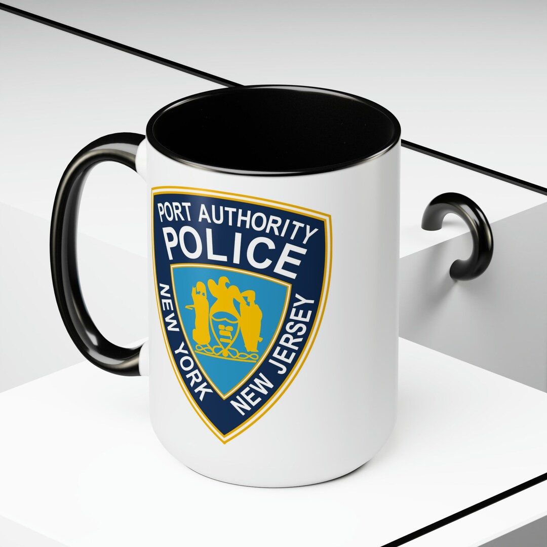 Port Authority Police Coffee Mug Double Sided Black Accent White ...