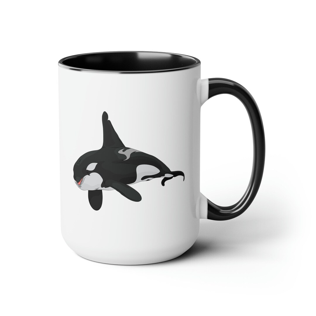 Orca Killer Whale Coffee Mugs Double Sided Black Accent - Etsy