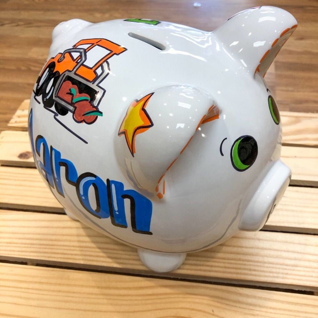 Large Piggy Bank- Construction Design - Etsy