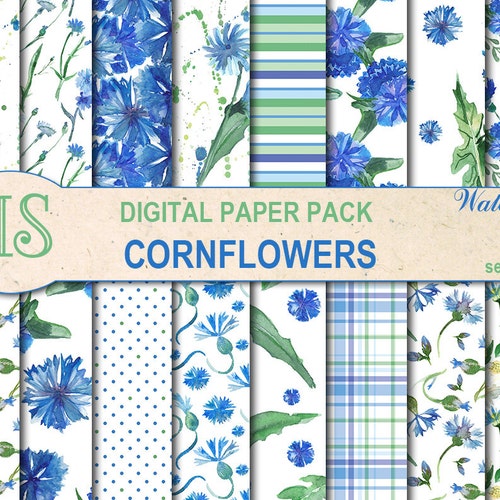 PINK and BLUE Watercolor Digital Paper Pack Instant Digital | Etsy