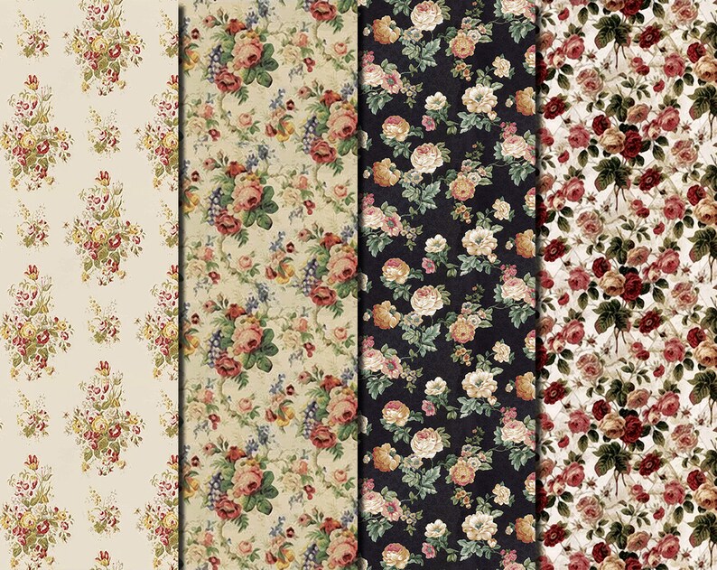 Digital Vintage Roses Paper Pack 16 printable Digital | Etsy