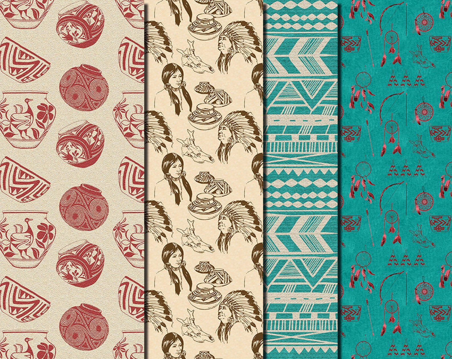 Digital Native American Paper Pack 16 printable Digital | Etsy