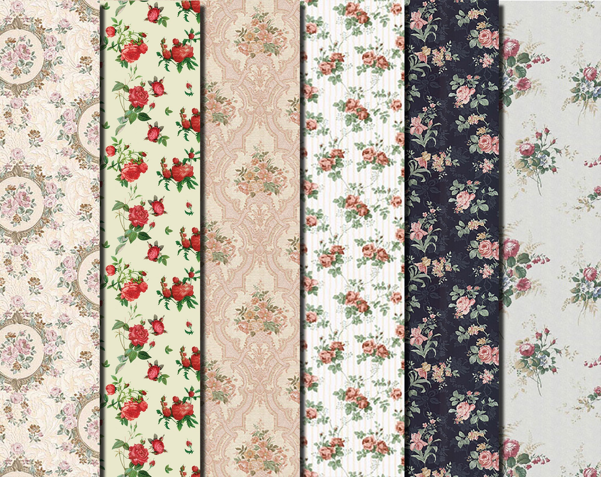 Digital Vintage Roses Paper Pack 24 printable Digital | Etsy