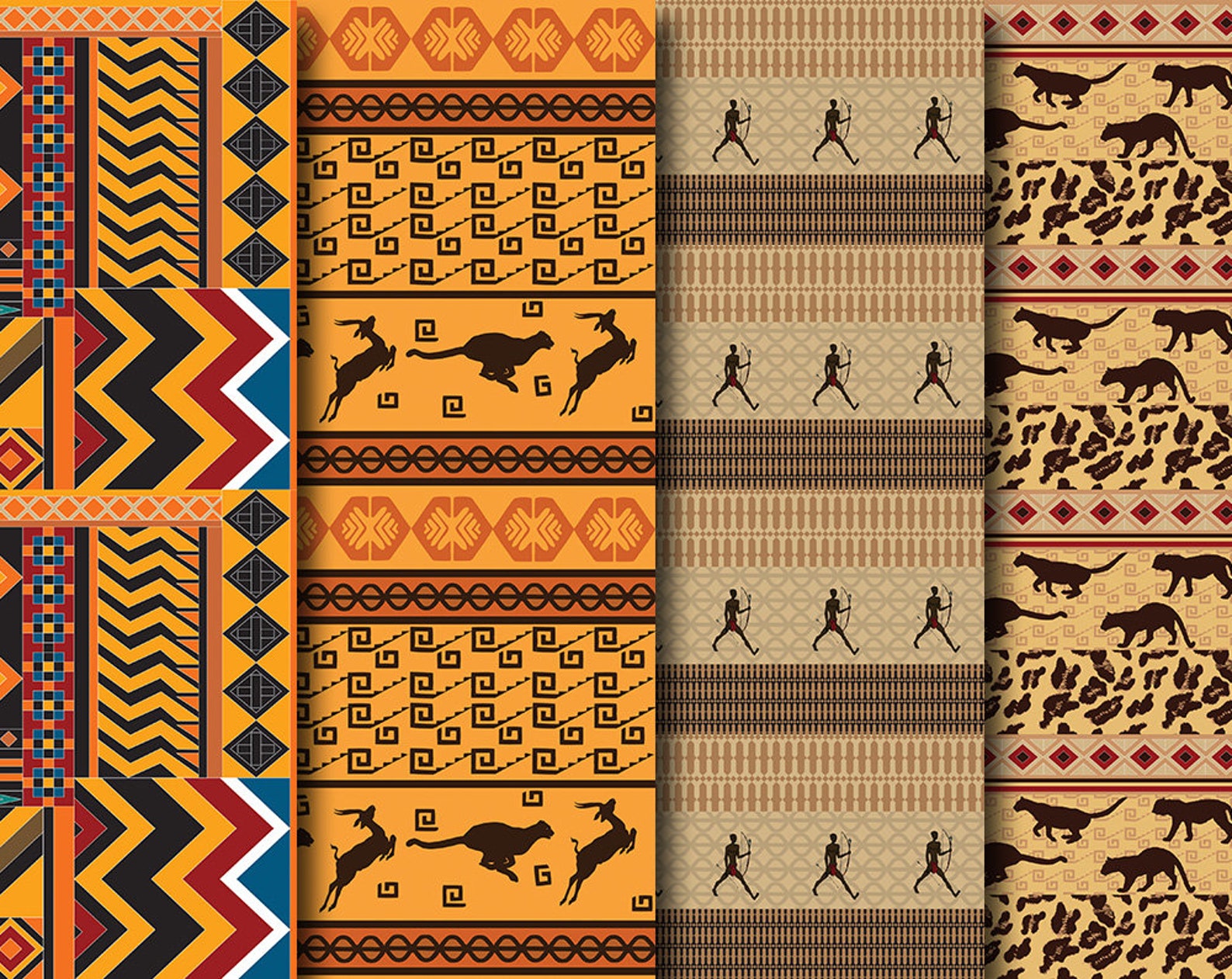 Digital African Ethnic Seamless Paper Pack 16 tribal | Etsy