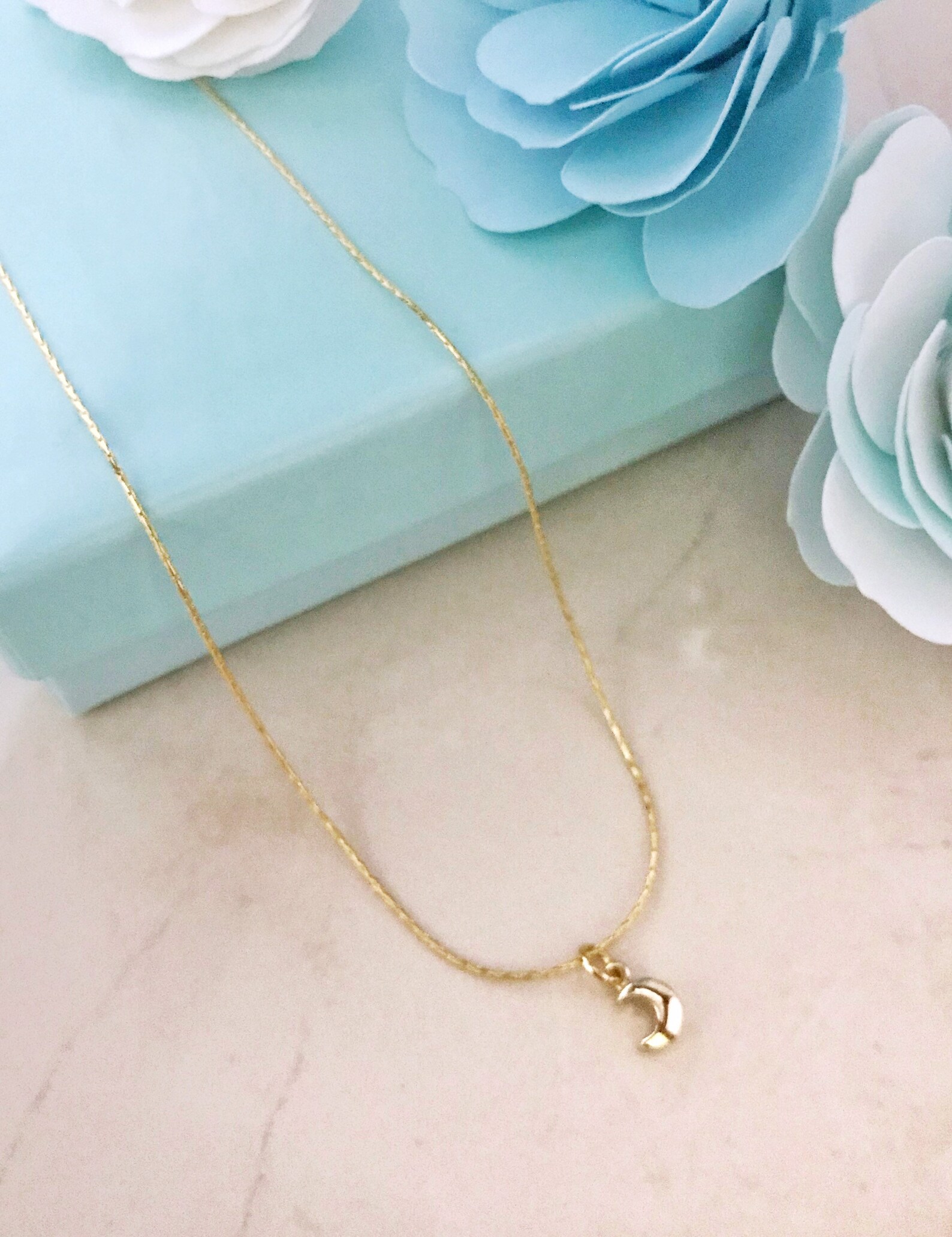 Tiny Gold Moon Necklace Moon Jewelry Dainty Necklace | Etsy