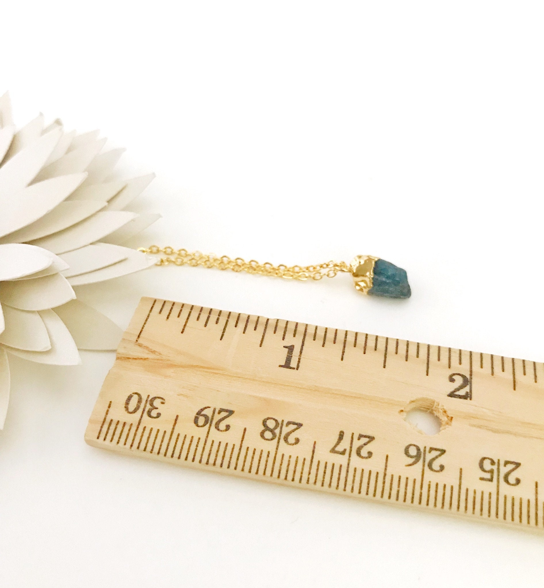 Raw Apatite Gemstone Necklace, Dainty Necklace, Gold Simple Necklace ...