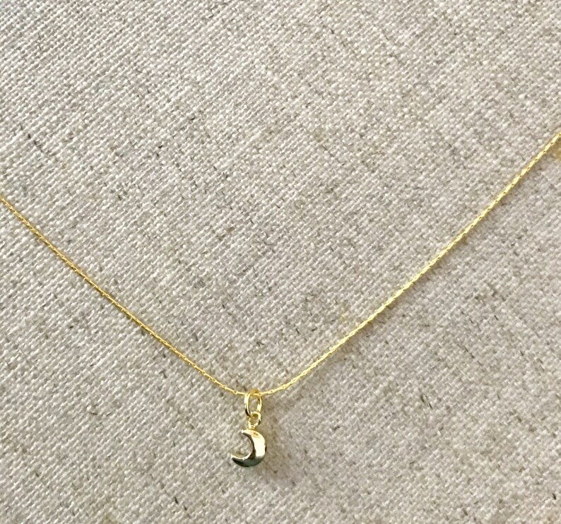 Tiny Gold Moon Necklace Moon Jewelry Dainty Necklace | Etsy