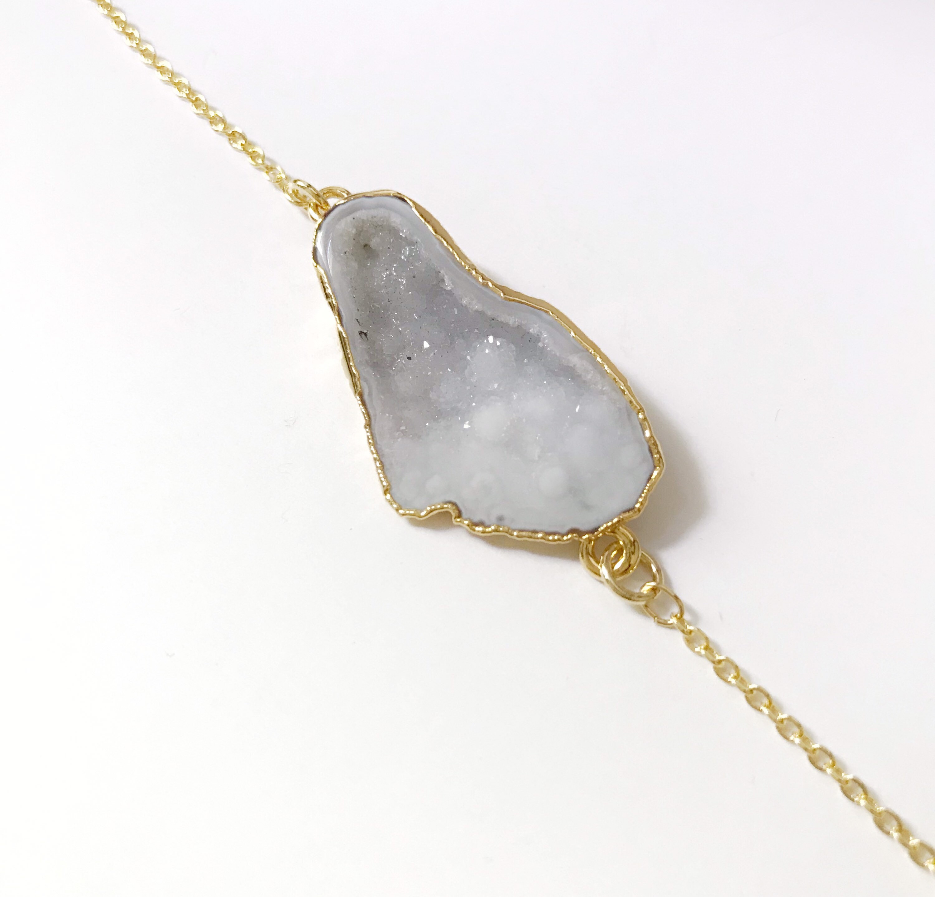 Druzy Geode Crystal Necklace, Raw Gem Jewelry, Rough Cut Geode Pendant ...