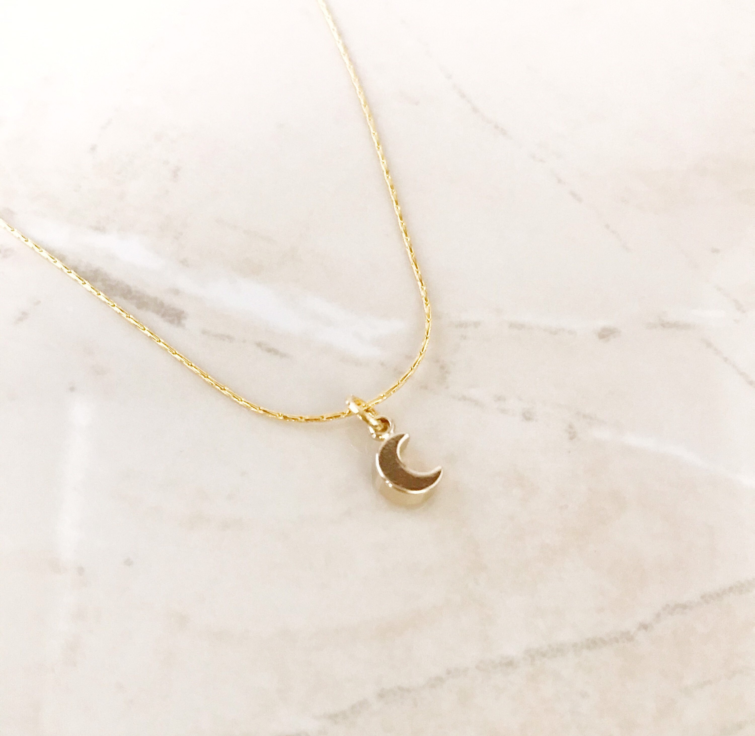 Tiny gold moon necklace moon jewelry dainty necklace | Etsy