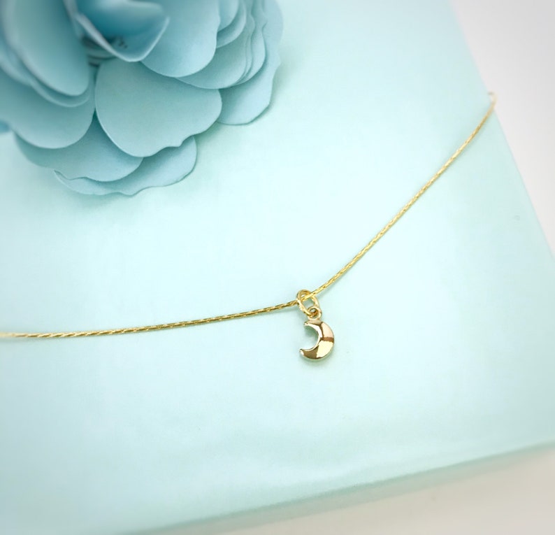 Tiny Gold Moon Necklace Moon Jewelry Dainty Necklace | Etsy
