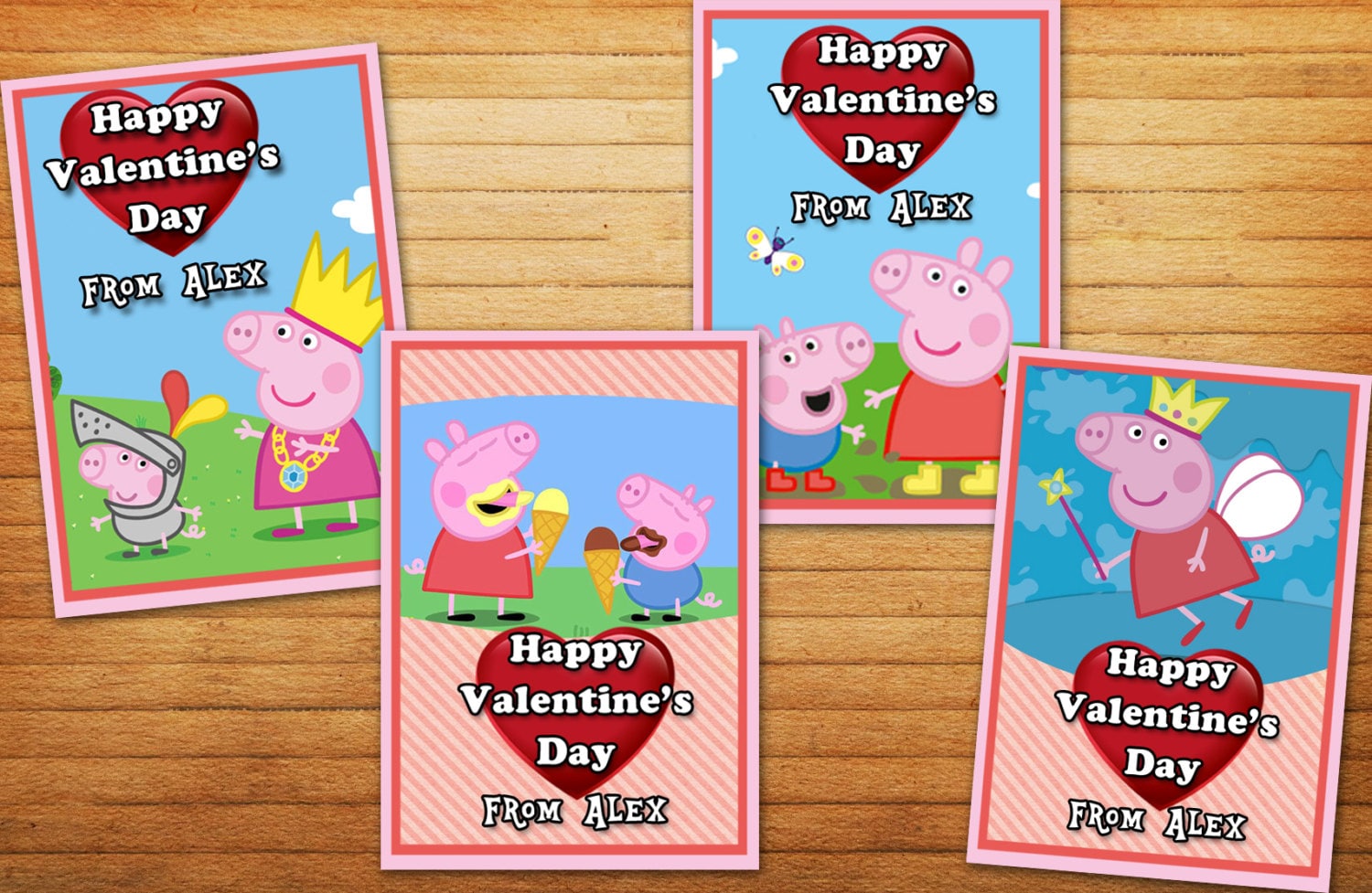 Peppa Pig Inspired Valentine Day Cards valentine's - Etsy