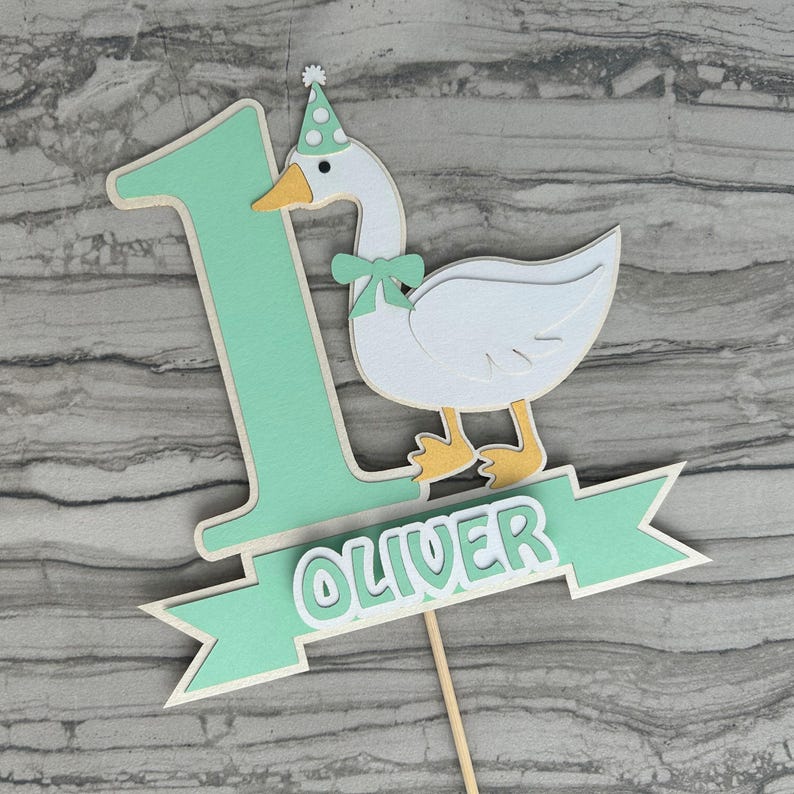 One Silly Goose Custom Cake Topper - One Lucky Duck First Birthday ...