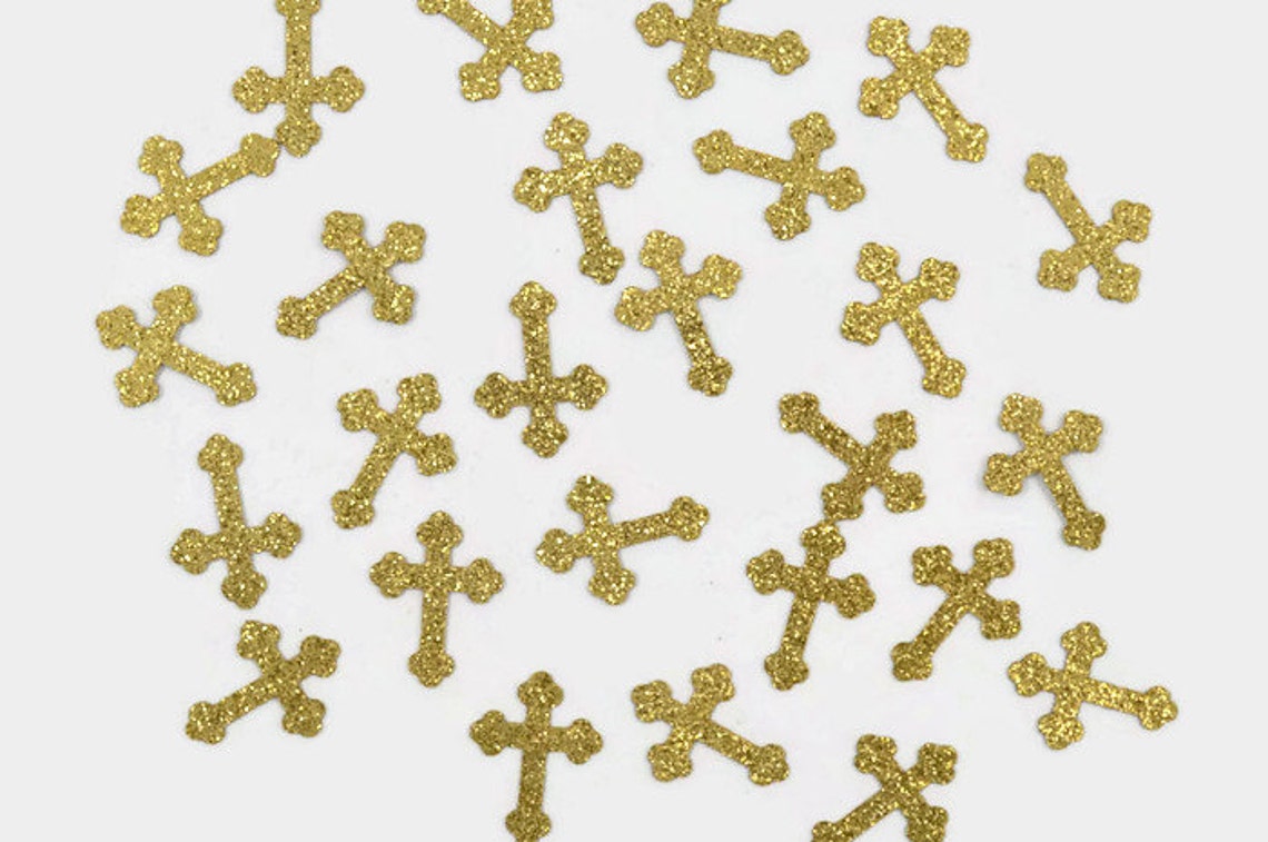 Gold Glitter Cross Confetti 100 Pieces Baptism Table - Etsy