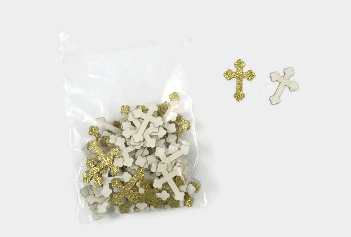 Gold Glitter Cross Confetti 100 Pieces Baptism Table - Etsy