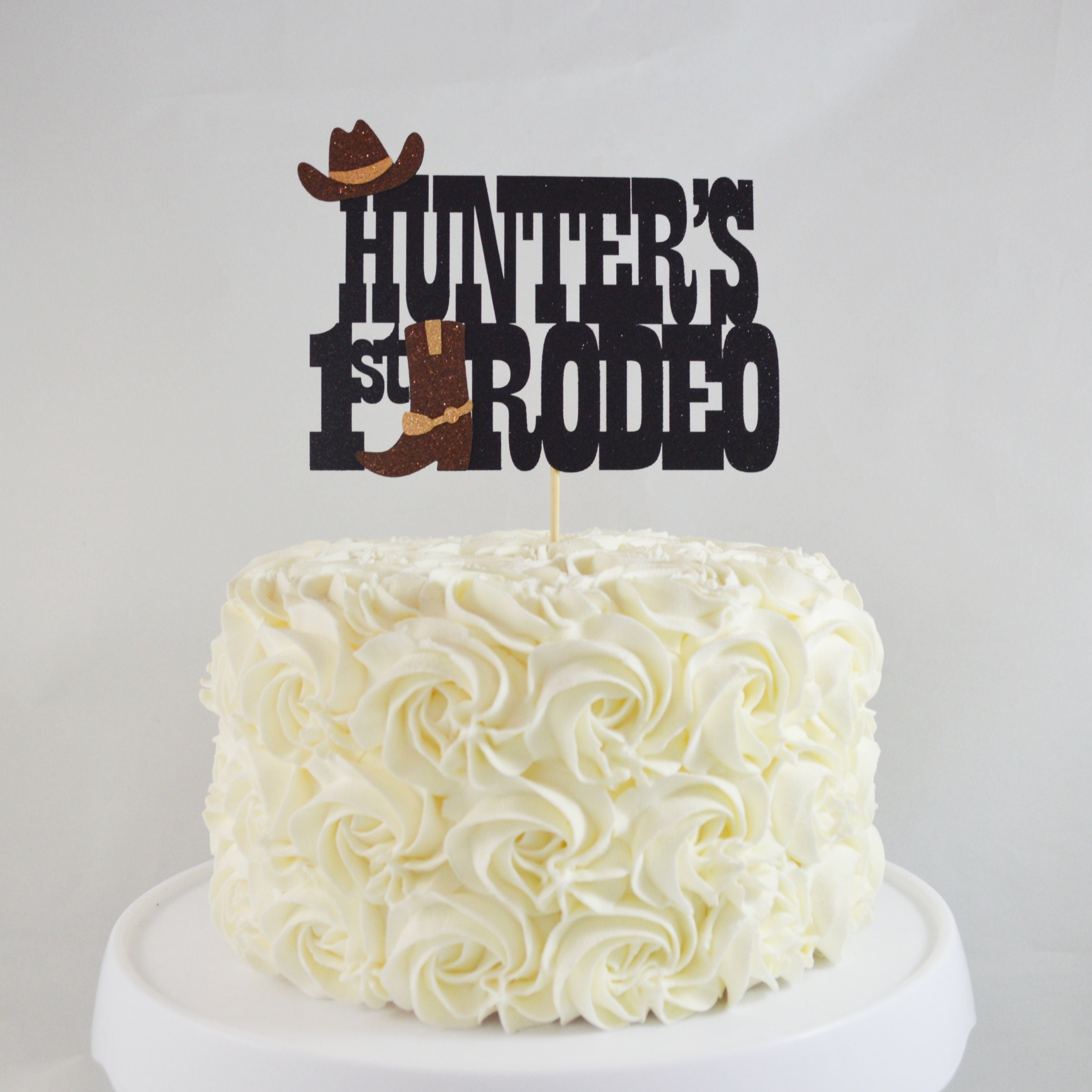 Personalized 1st Rodeo Cowboy Birthday Glitter Cake Topper - Cowgirl ...