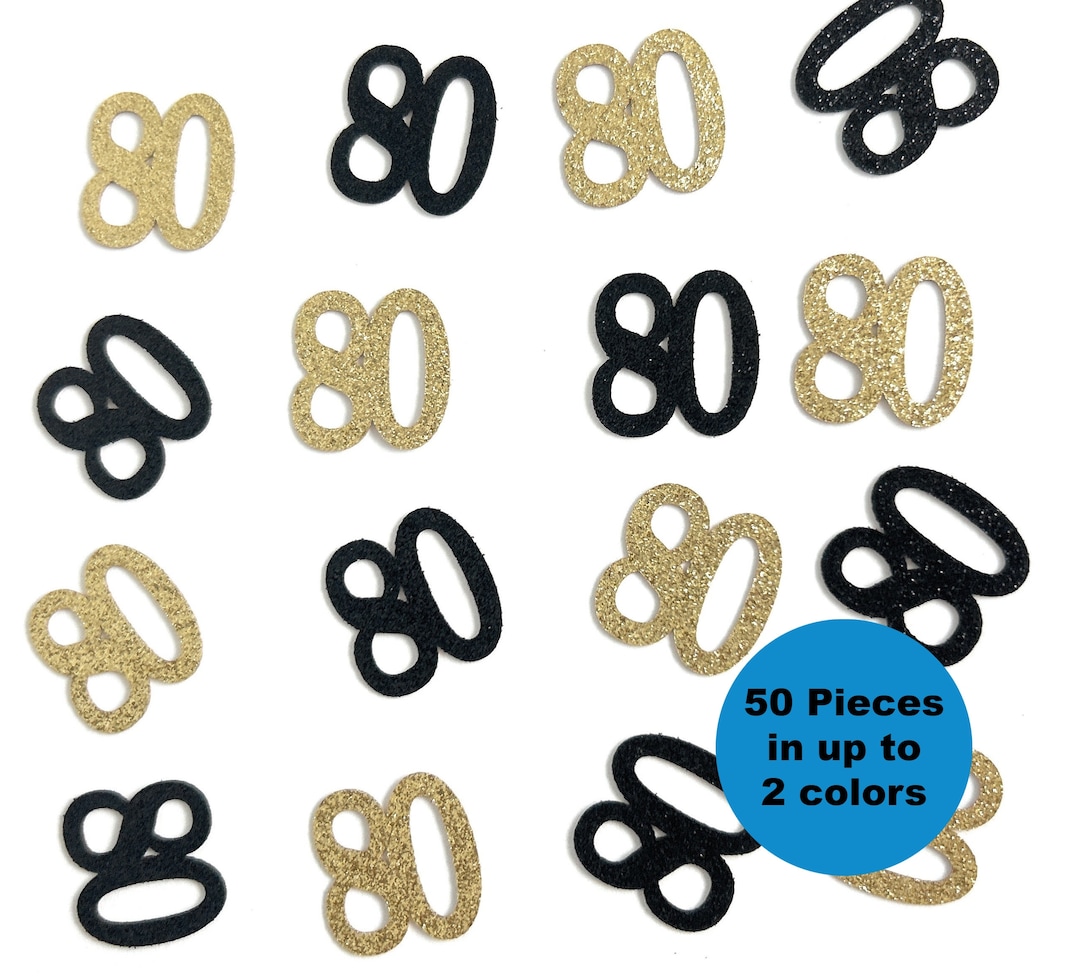80th Birthday Confetti - 50 Pieces - 80th Birthday Party Supplies ...