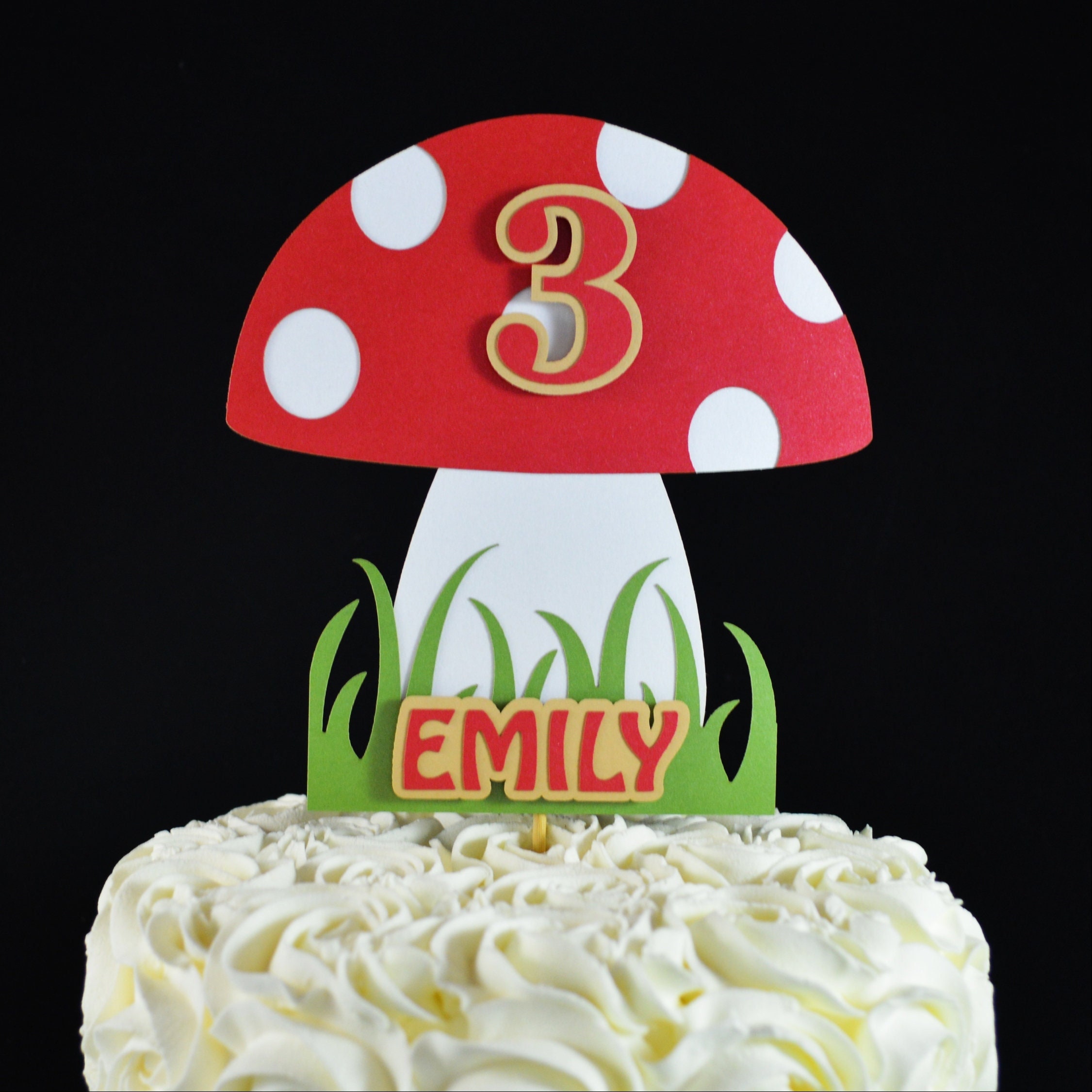 Mushroom Cake Topper Fairy Garden Personalized Birthday Cake - Etsy