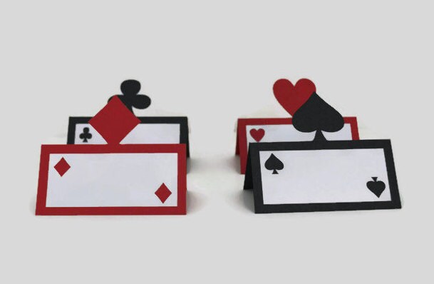 Casino Night Place Cards - Set of 12 - Playing Card Food Tents - Las ...