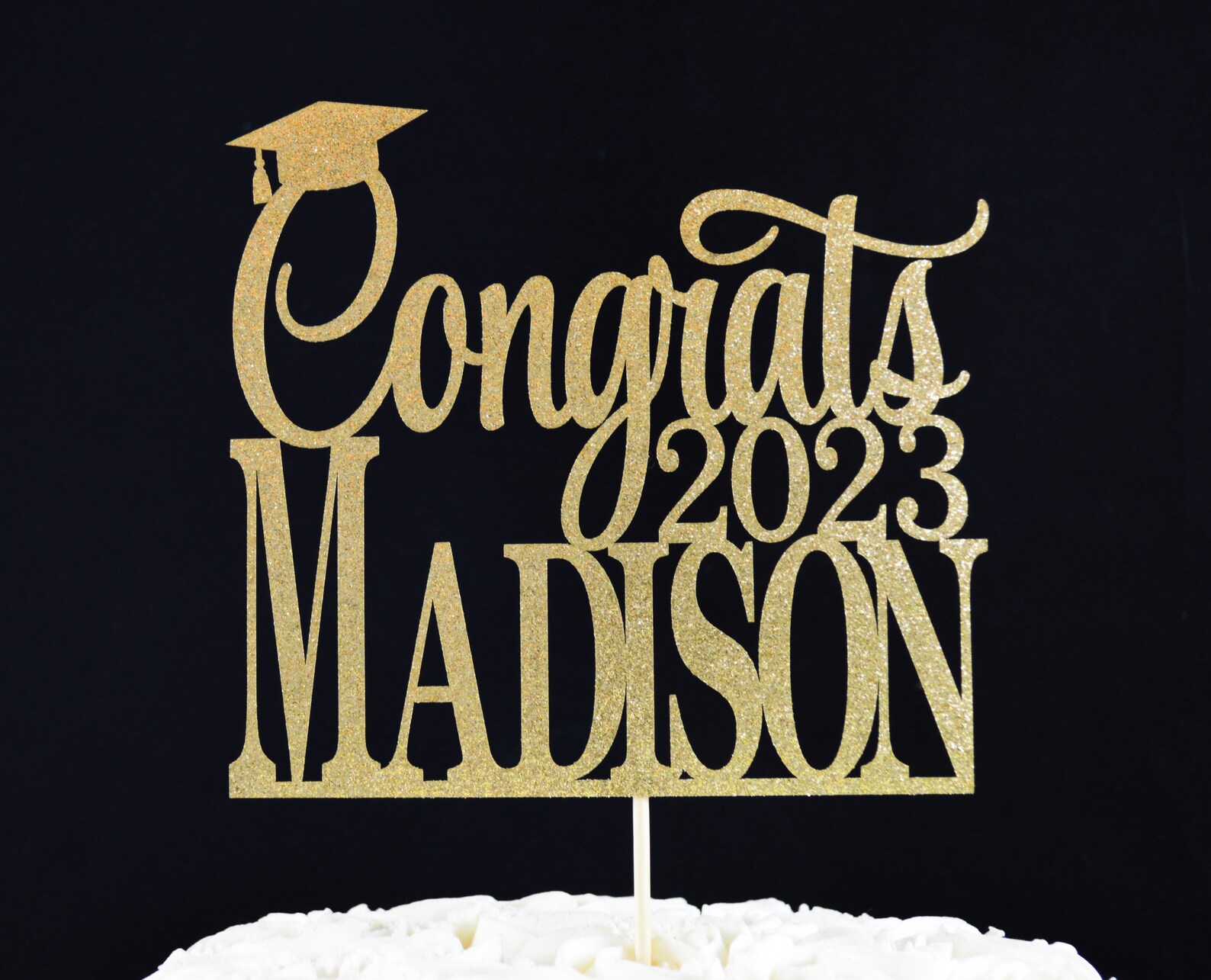 Graduation Cake Topper Personalized Congrats Glitter Cake - Etsy