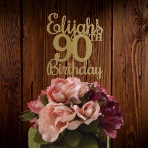 90th Birthday Centerpiece - Personalized 90th Birthday Glitter ...
